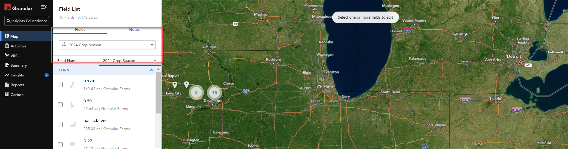 Activities: Map based planning – Granular Insights