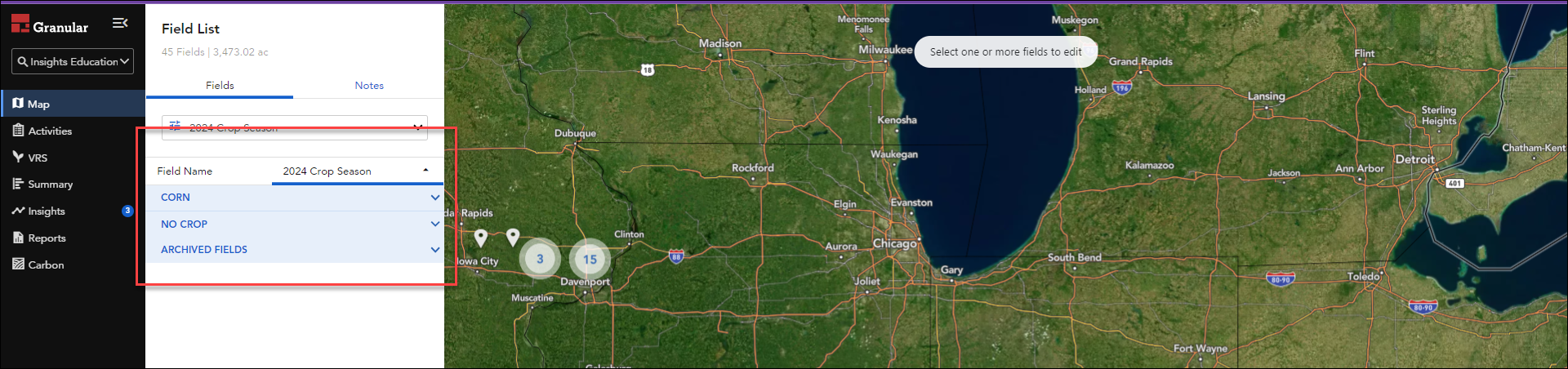 Activities: Map based planning – Granular Insights