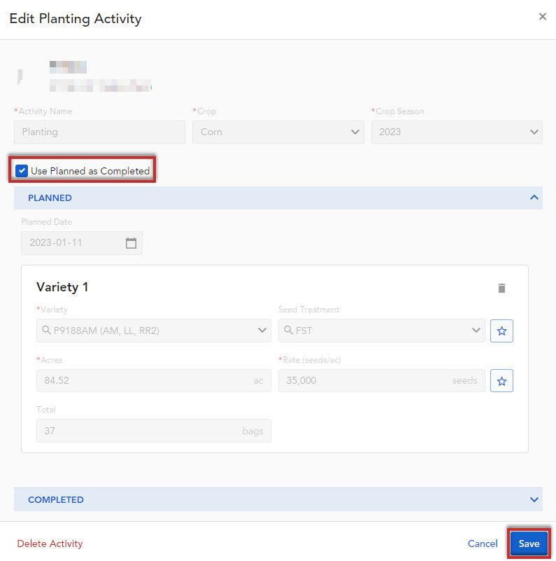 How to create a completed activity from a field plan? – Granular Insights